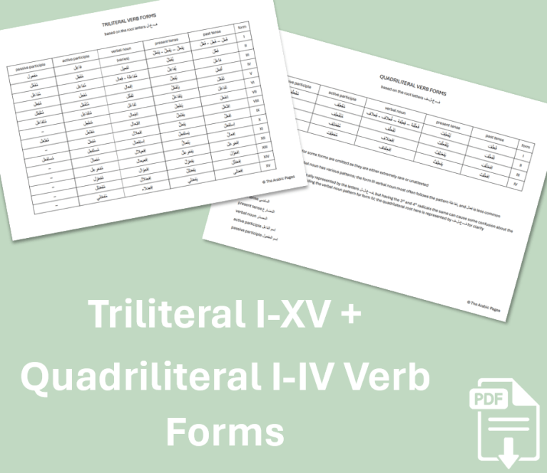 Reference: Arabic Verb Forms Table – The Arabic Pages